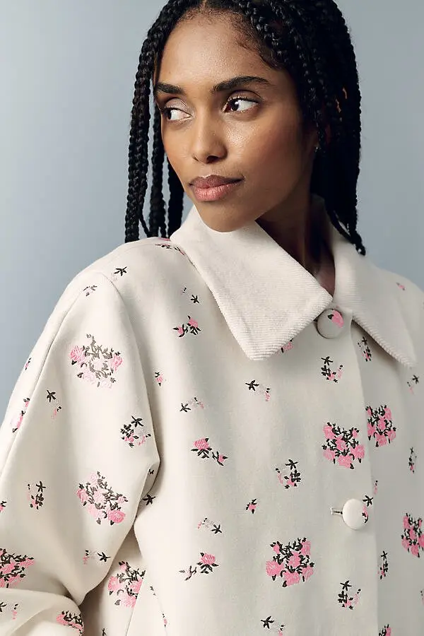 Baum Und Pferdgarten Floral Trench Coat In Fuchsia Pink Flower
